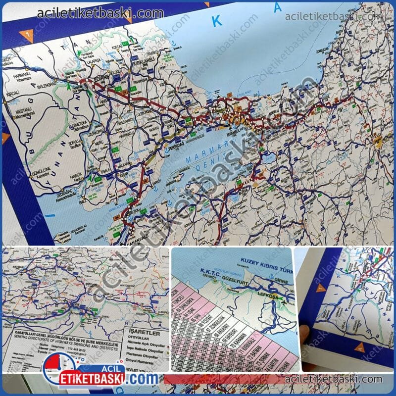 2025 Türkiye Karayolları Haritası – Duvara Uygun Detaylı Harita Baskısı - Acil Etiket Baskı
